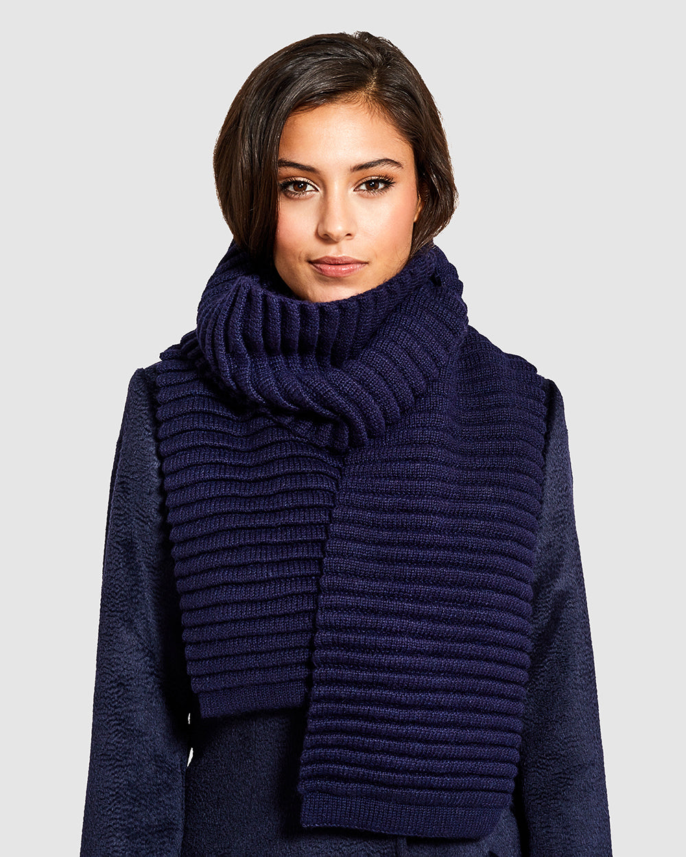 Adult Ribbed Navy Scarf | SENTALER