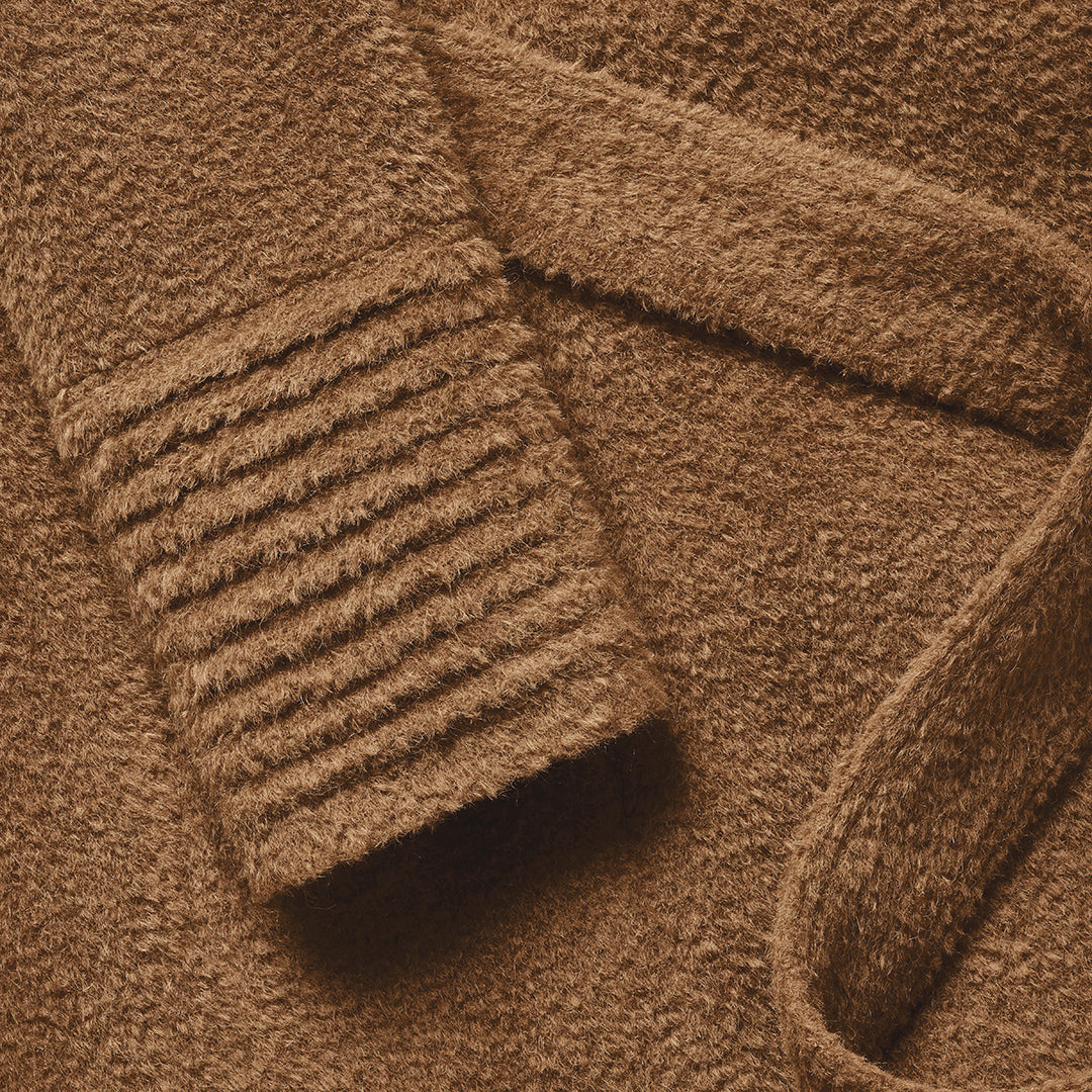 Bouclé Long Hooded Coat - Dark Camel – SENTALER