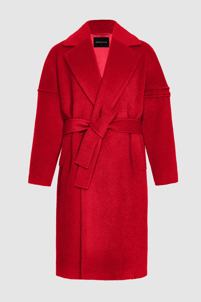 Bouclé Alpaca Robe Red Coat | SENTALER